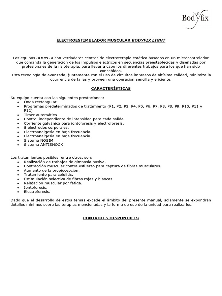 Bodyfix Manual | PDF | Corriente eléctrica | Diodo emisor de luz