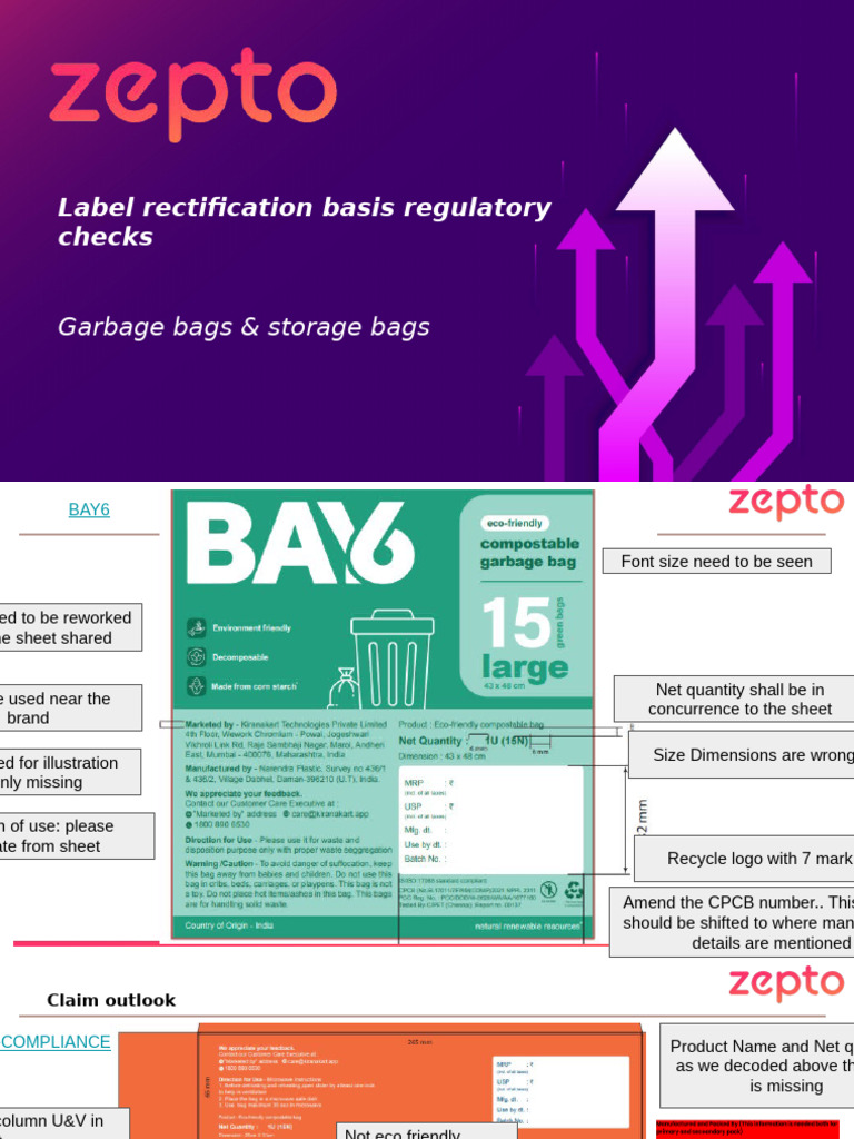 Zepto Garbage Bag Compliance Issues | PDF