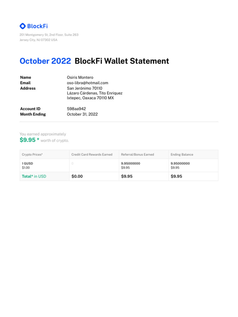 Monthly Statement | PDF