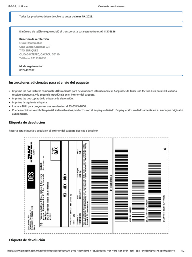 Centro de Devoluciones | PDF