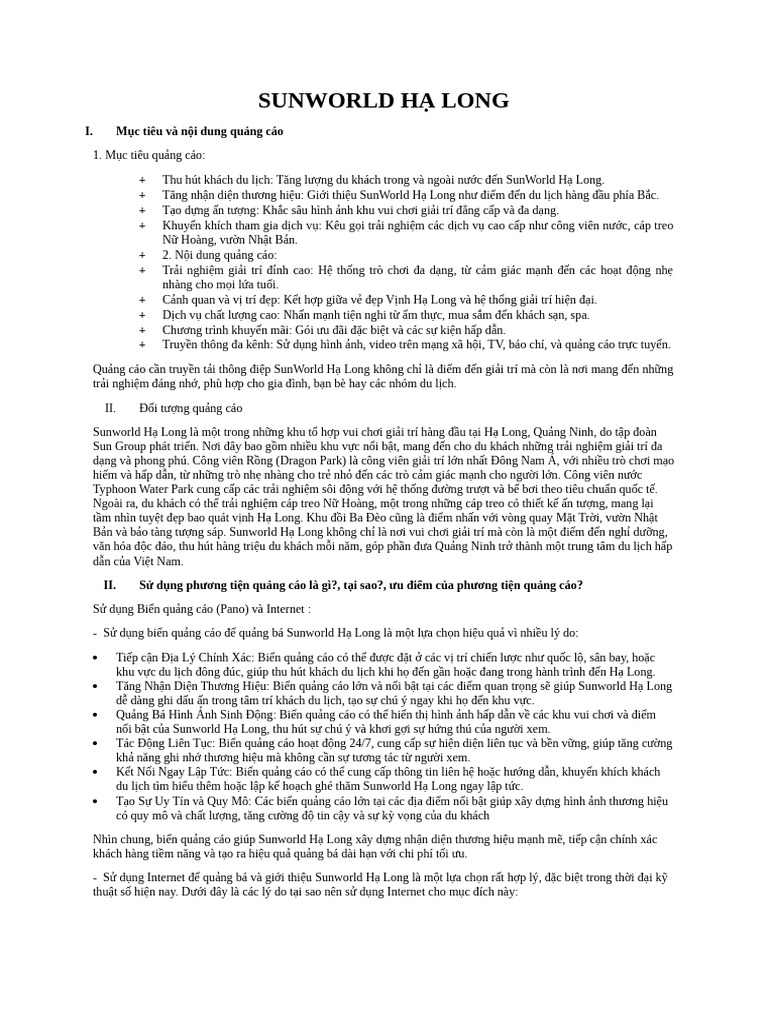 Nhóm 4- Sunworld Hạ Long- Kế Hoạch Quảng Cáo | PDF