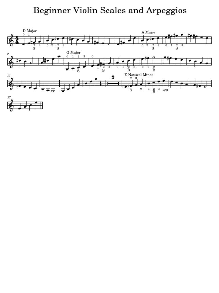 Beginner Violin Scales and Arpeggios | PDF | Elements Of Music | Music Theory
