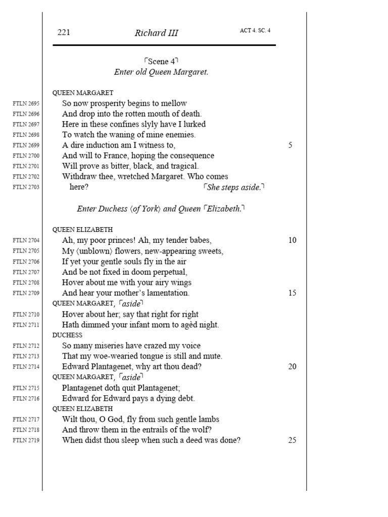 Richard III Act IV Scene IV | PDF