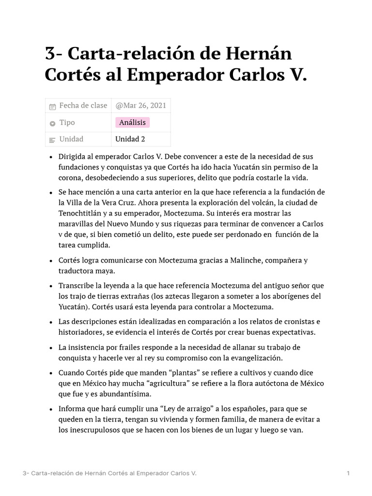 3 - Carta-Relación de Hernán Cortés Al Emperador Carlos V-1 | PDF ...
