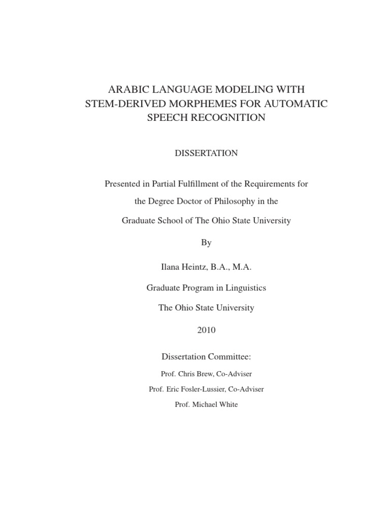 Arabic Language Modeling With Thesis | PDF | Morphology (Linguistics ...