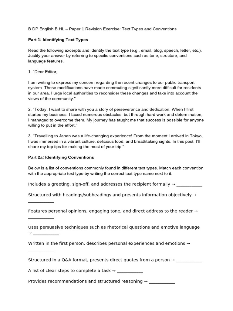 Text Types and Conventions Guide | PDF | Rhetoric | Paragraph