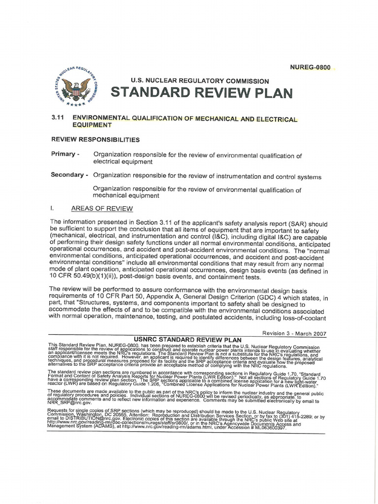 US Nuclear Regulatory Commission (Nureg-0800) | PDF