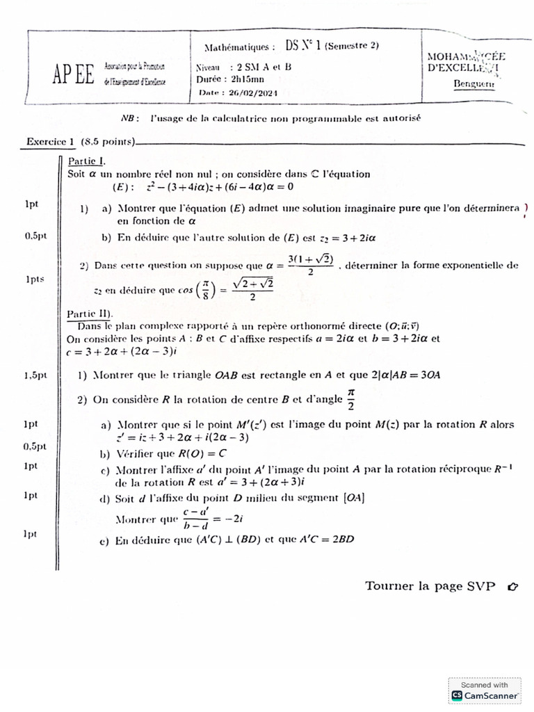 Ds Lydex Complexe Et Intégrale | PDF