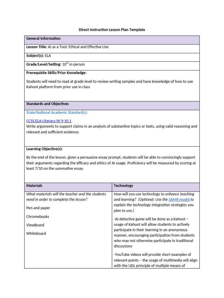 AI Ethics and Efficacy Lesson Plan | PDF | Artificial Intelligence ...
