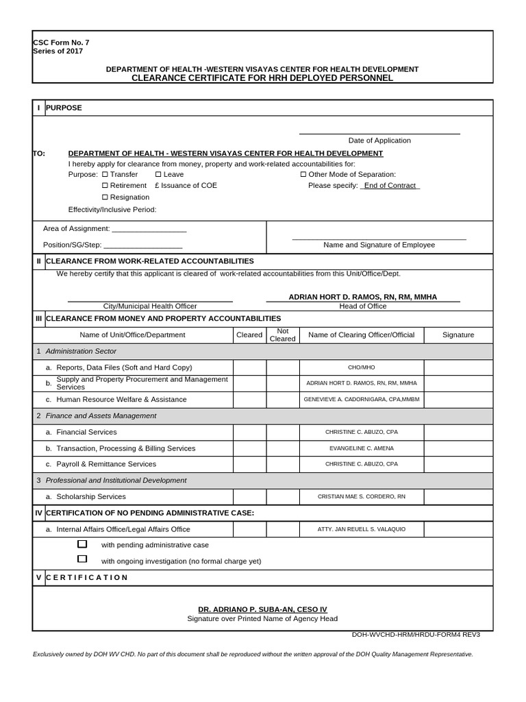 CSC Form No. 7 Clearance | PDF