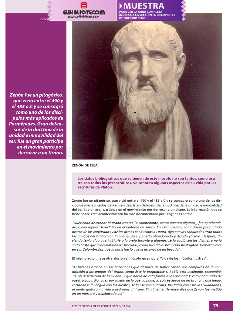 Zenón de Elea | PDF | Filosofía griega antigua | Filosofía antigua