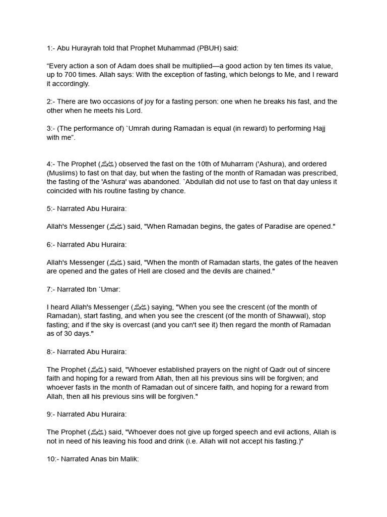 Hadith on Ramadan Fasting Rewards | PDF