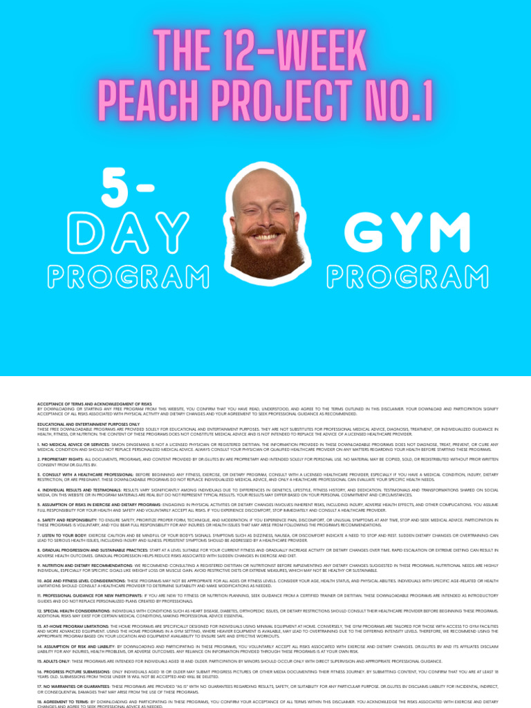 12-Week DR - Glutes Plan 5 Day Nr.1 Gym V3 ++ | PDF | Weight Loss ...