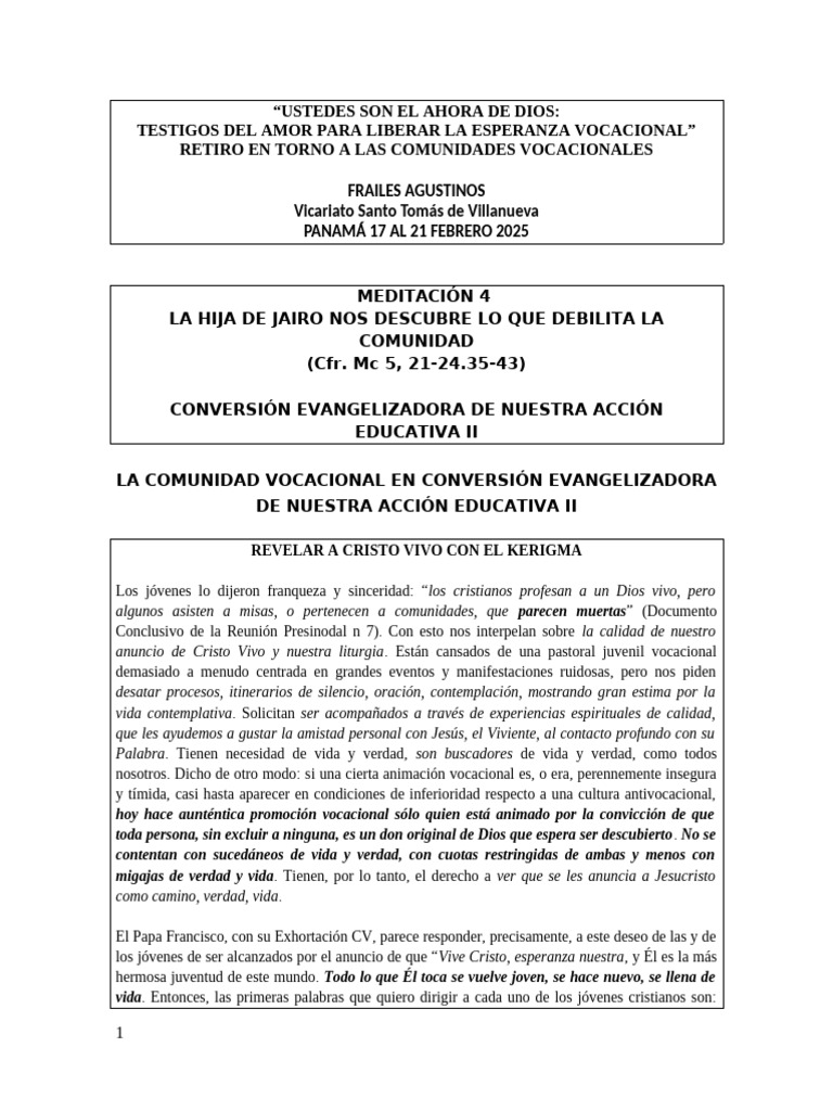 Meditación 4. La Hija de Jairo Nos Descubre Lo Que Debilita La ...