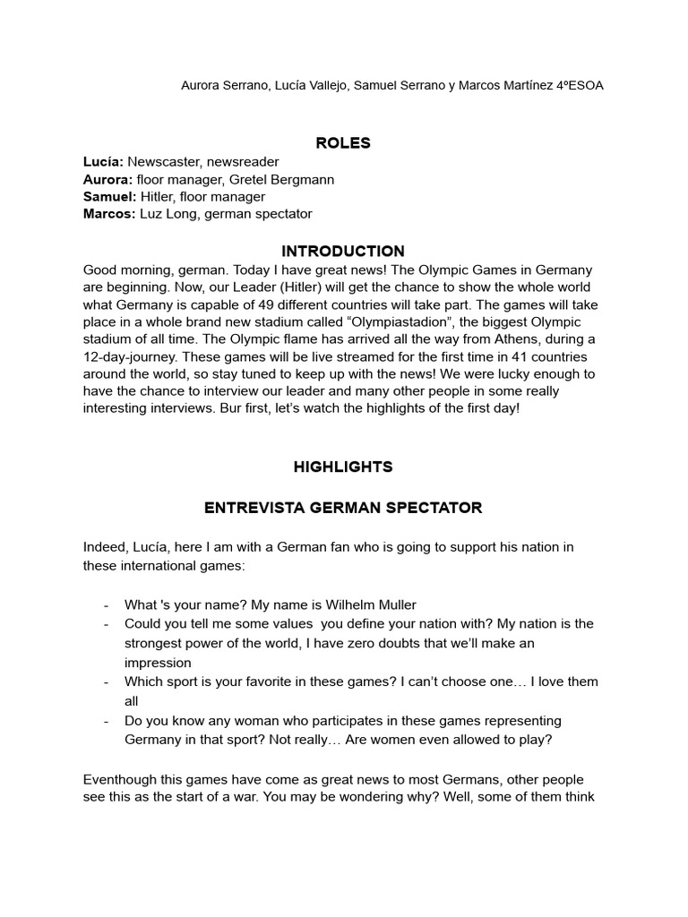 1936 Olympics: Interviews & Insights | PDF