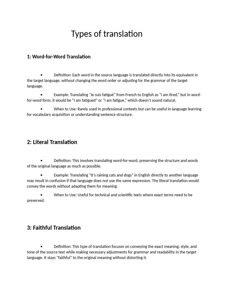 Types of Translation | PDF | Translations | Semantics