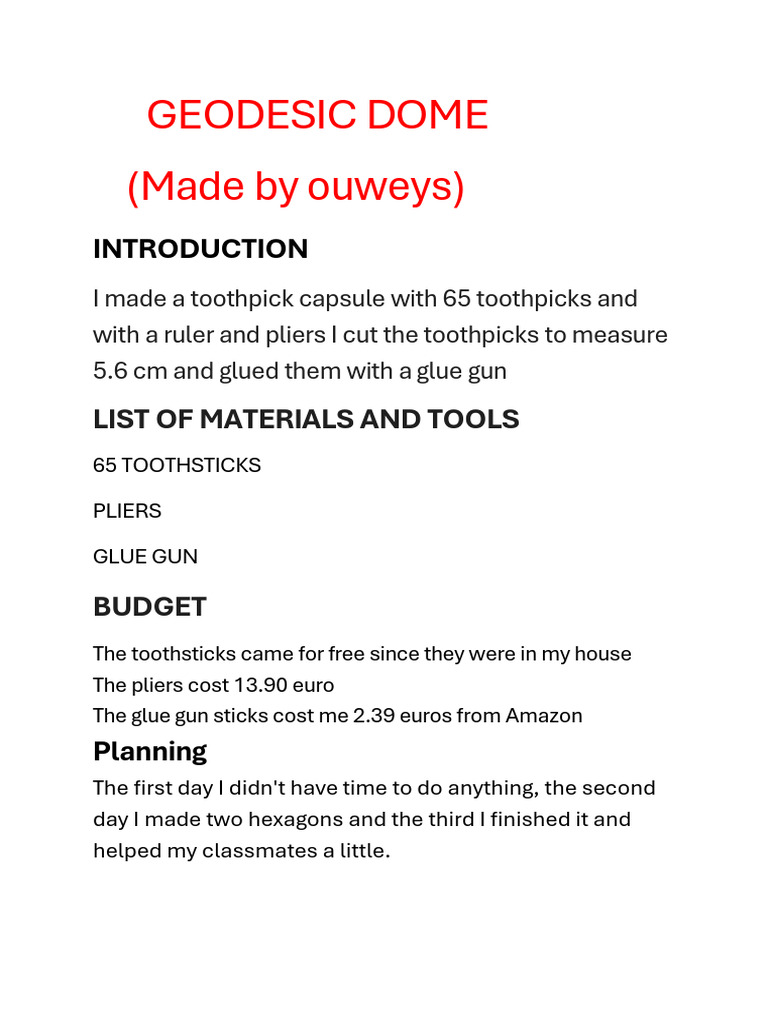 Workshop Activity Geodesic Dome | PDF