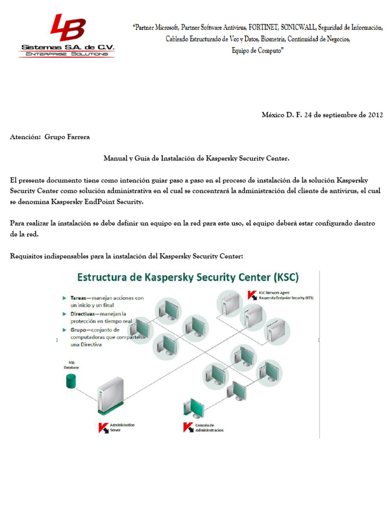 Manual y Guia de Instalacion de Kaspersky Security Center | PDF | Windows Server 2008 ...