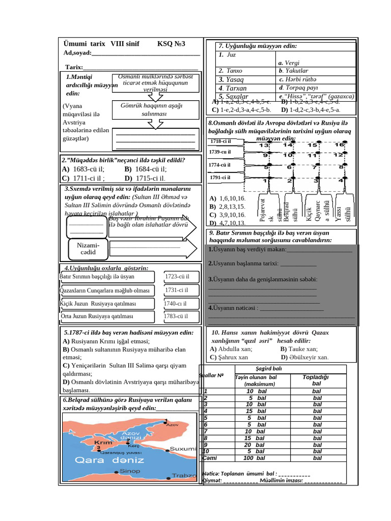 Ümumi Tarix VIIIsinif KSQ 3 | PDF