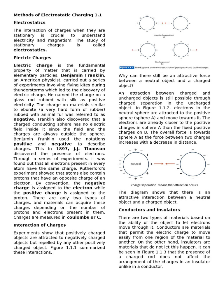Gen Phys 2 Lesson 1.1-1.2 | PDF | Electric Charge | Electron