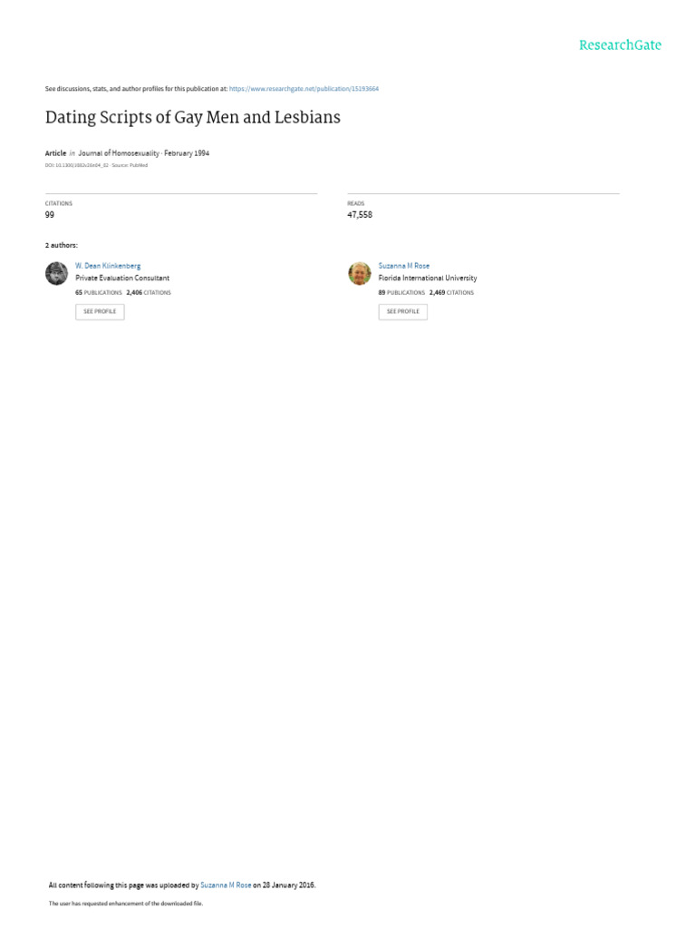 Dating Scripts of Gay Men and Lesbians: Journal of Homosexuality ...