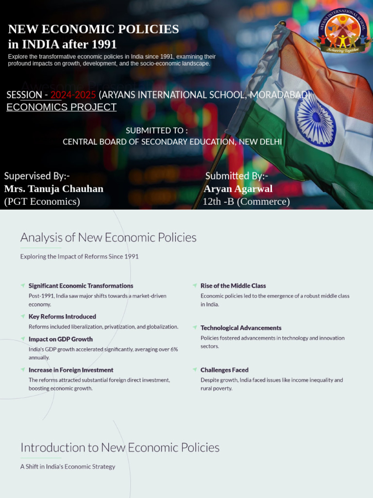 Aryan Agarwal 12-B (New Economic Policies in India After 1991) | PDF