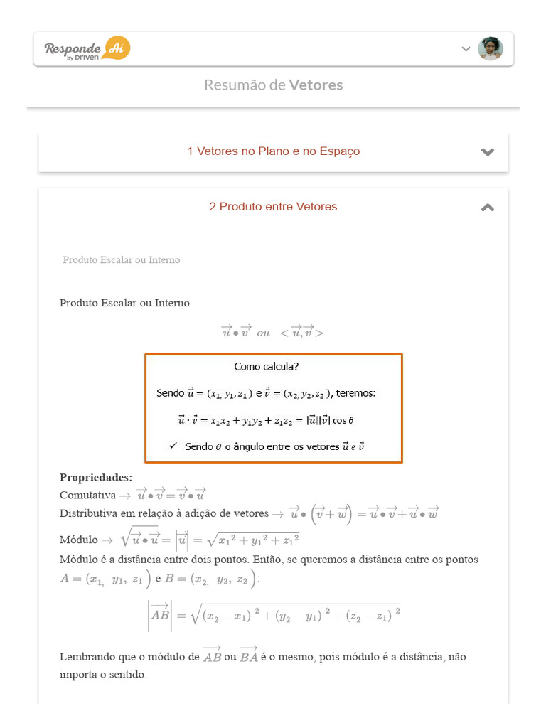 Guia Completo sobre Vetores e Produtos | PDF