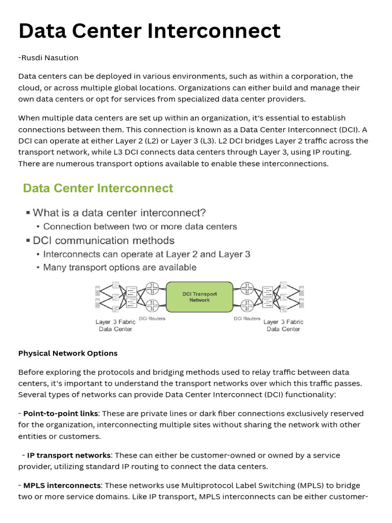 Data Center Interconnect | PDF | Computer Network | Networking