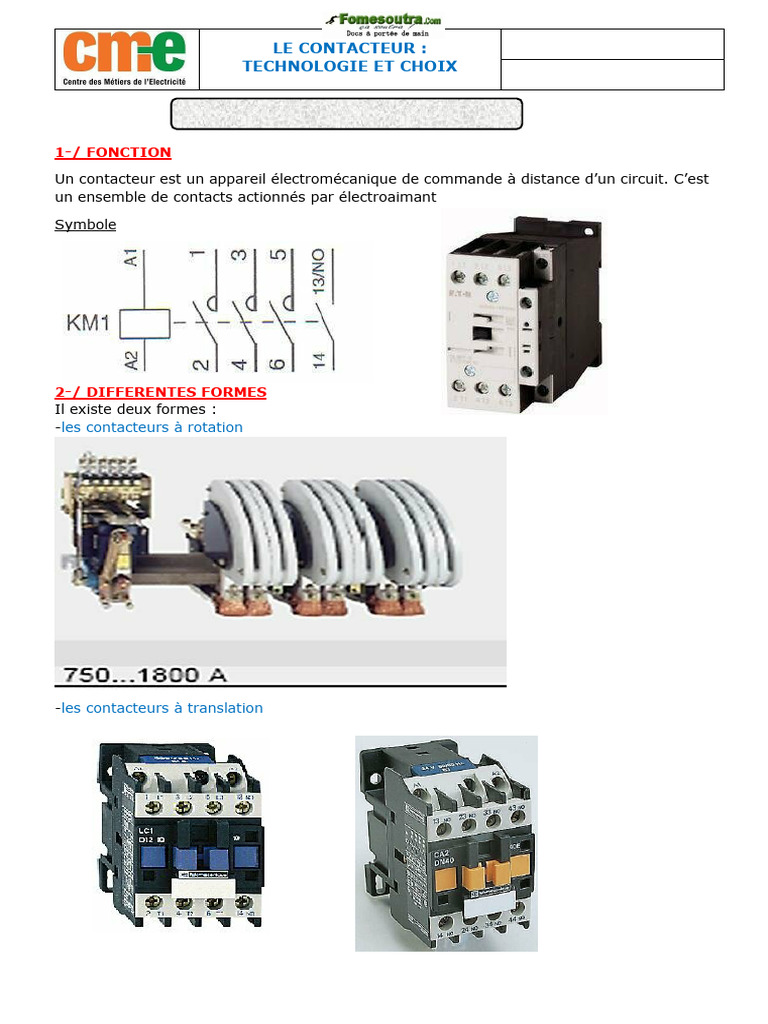 Fonctionnement et types de contacteurs | PDF | Inducteur | Champ magnétique