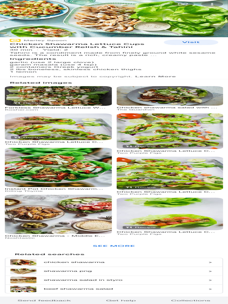 Chicken Shawarma Lettuce Cups Recipe | PDF
