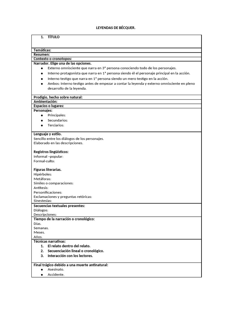 Análisis de Leyendas de Bécquer | PDF