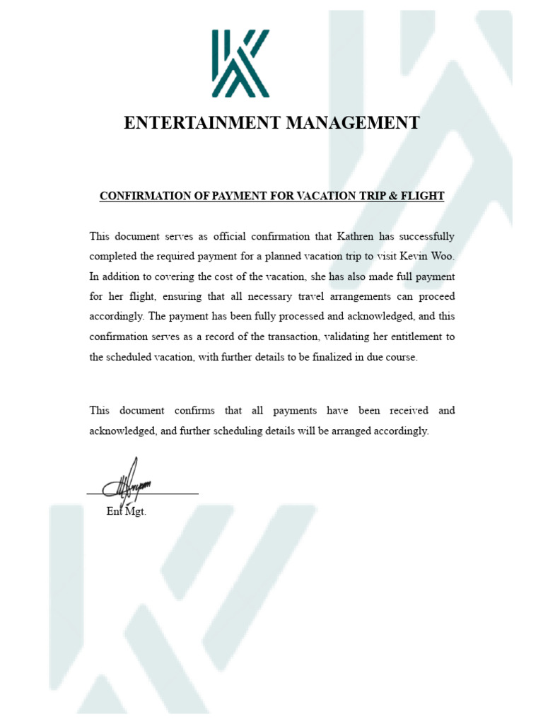 Confirmation of Payment for Vacation Trip & Flight.pdf 3 | PDF