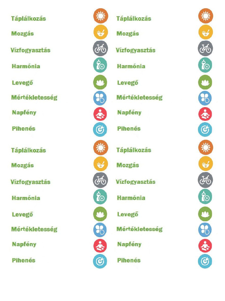 Életmód Piktogrammok | PDF