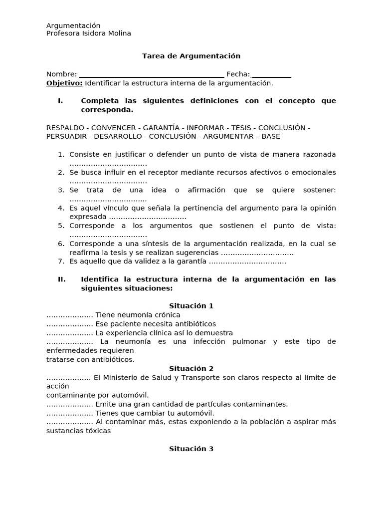 7. Tarea Estructura Interna Argumentación | PDF