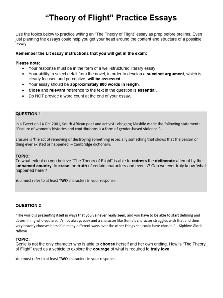 Theory of Flight Essay Topics 1 | PDF | Essays