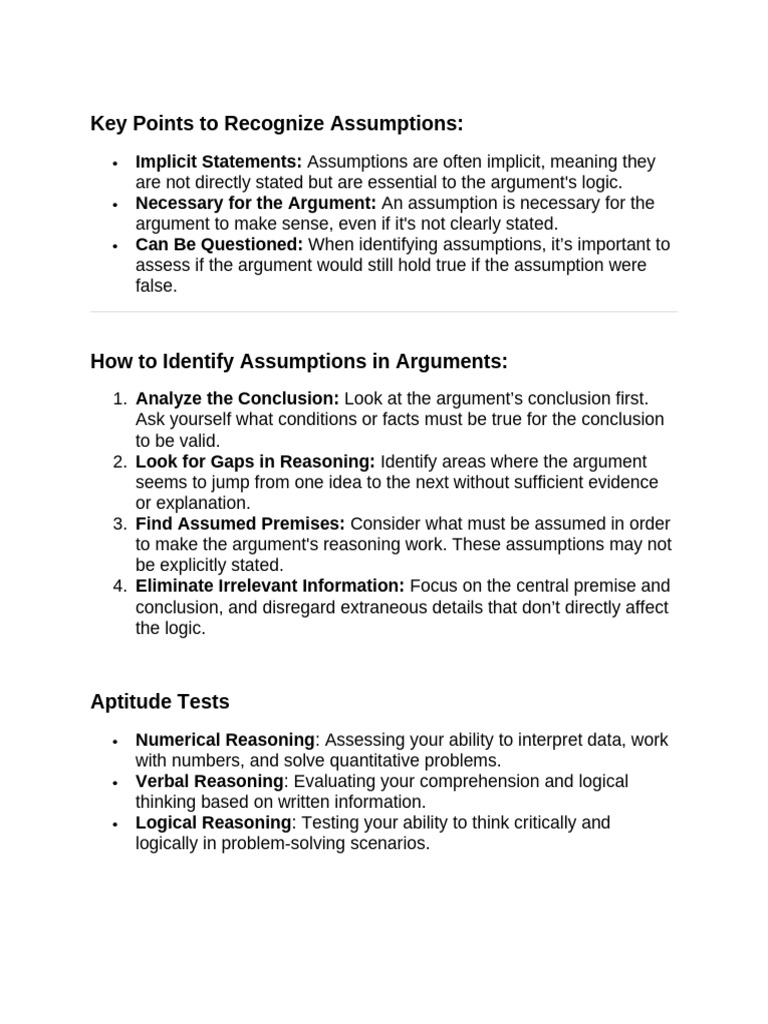 Identifying Assumptions in Arguments | PDF