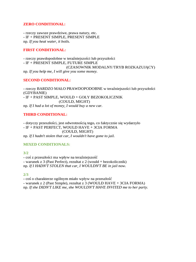 Tryby Warunkowe - Angielski | PDF