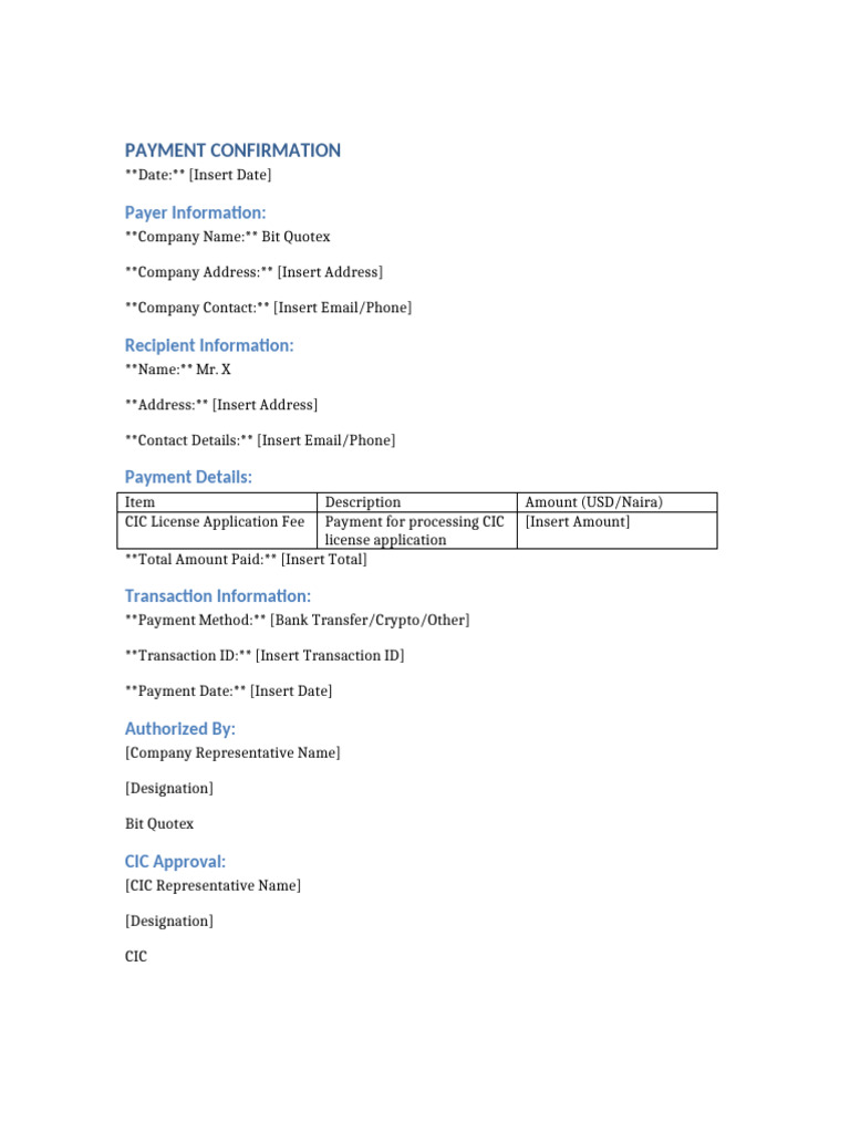 CIC Payment Confirmation | PDF