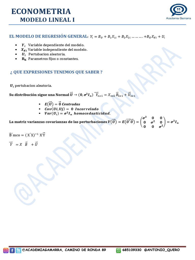 TEMA 2-3 PARTE 1 Demostraciones | PDF | Mínimos cuadrados ordinarios | Estimador