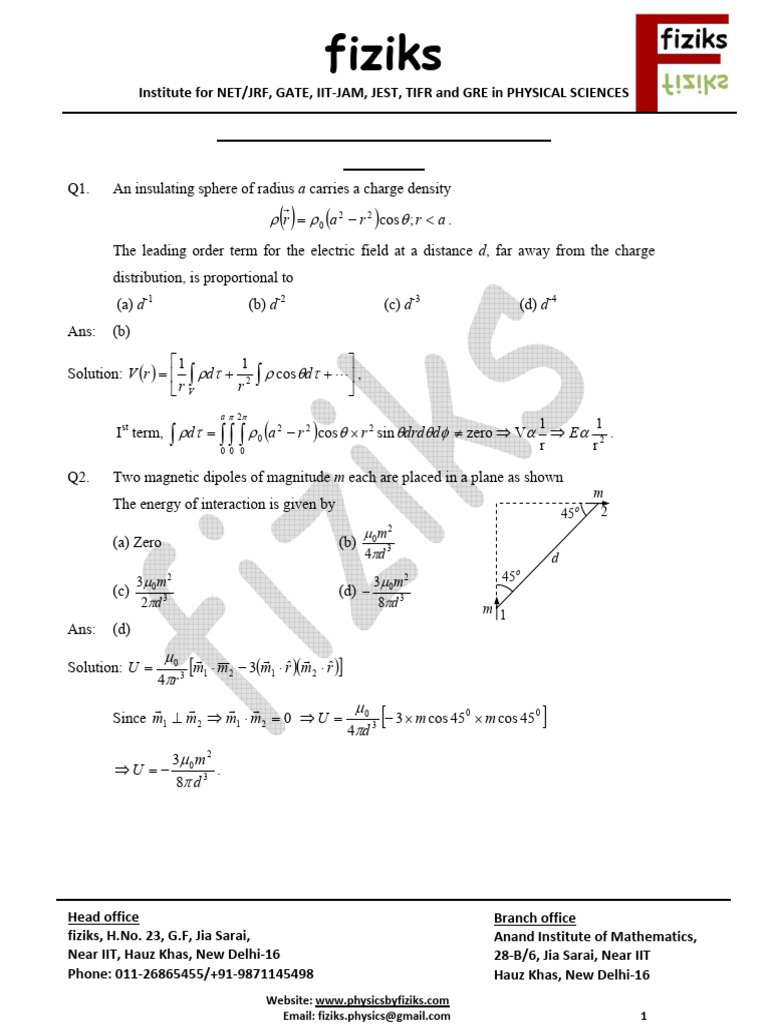 Electromagnetic Theory GATE Solutions | PDF | Waves | Magnetic Field