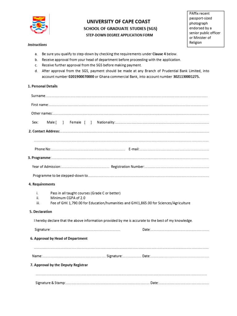 New Step Down Form Degree | PDF