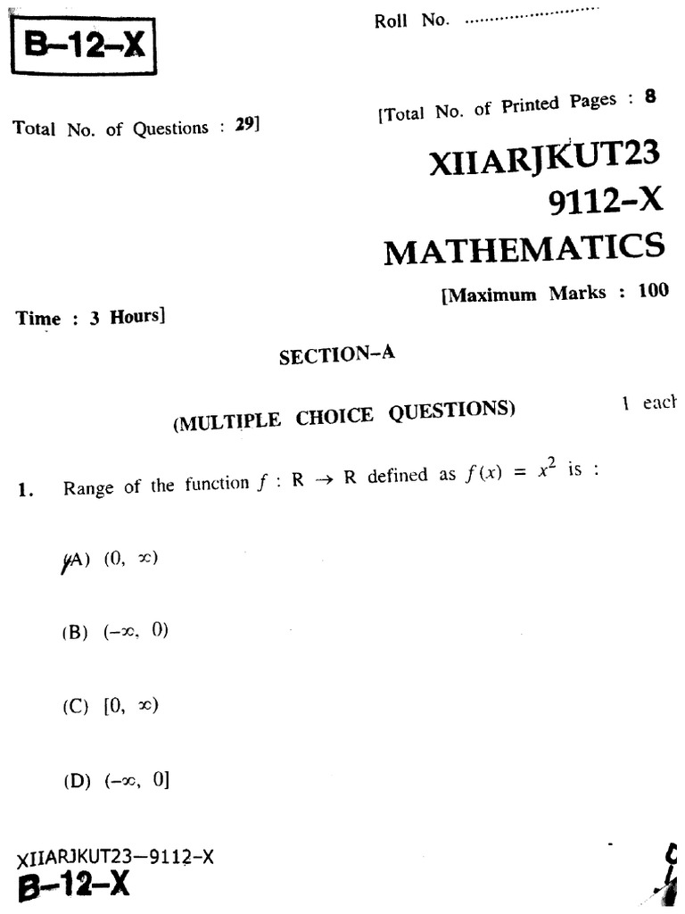 JK Bose Class 12 Mathematics 9112 X 2023 | PDF