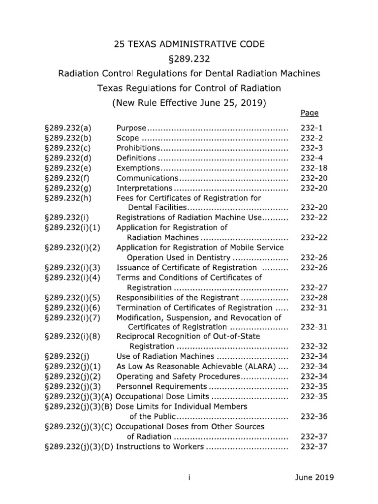 25 TAC 289.232 DENTAL Regs (2019) | PDF