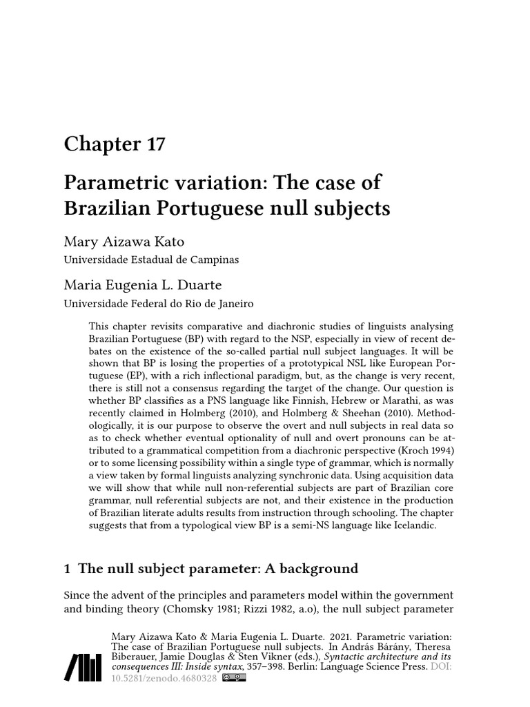Mary Kato, Maria Eugenia Duarte 2021 Parametric Variation - The Case of ...