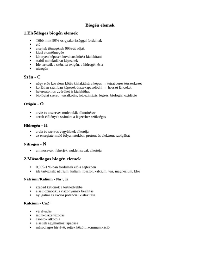 Biogén Elemek | PDF