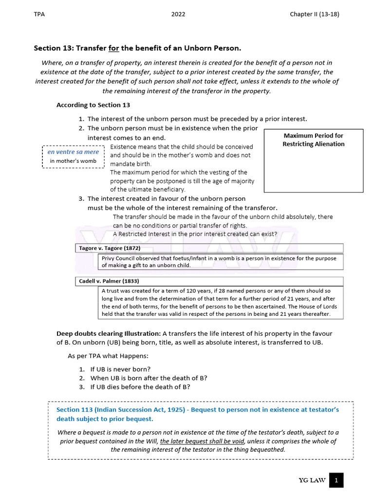 Transfer To Unborn Person and Transfer To A Class - YG Law | PDF ...