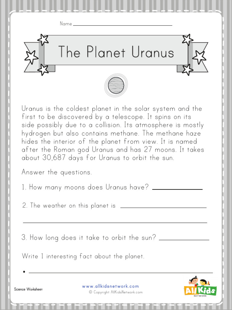 Planet Uranus Worksheet | PDF
