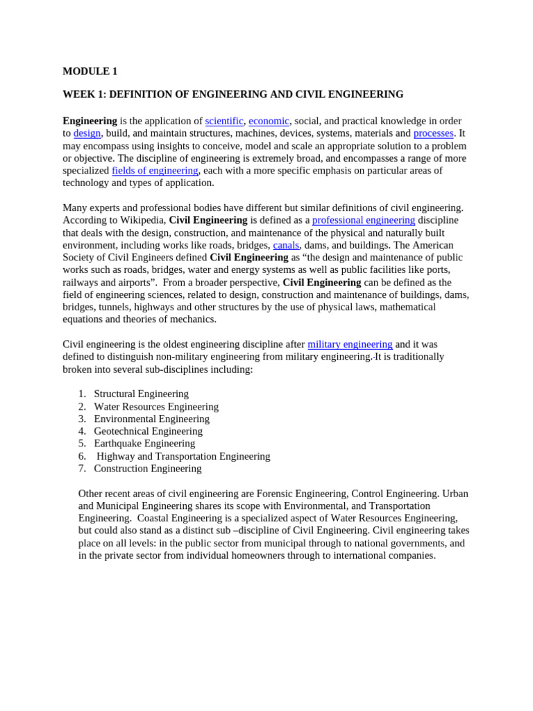 Overview of Civil Engineering Basics | PDF | Civil Engineering ...