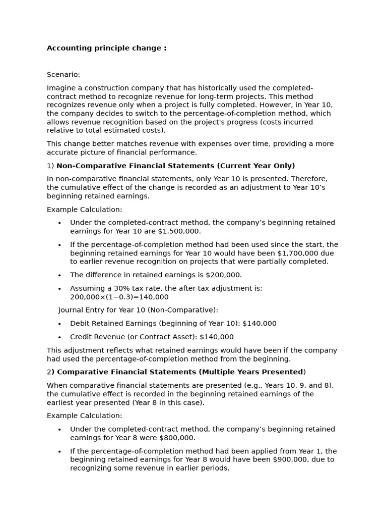 Accounting Principle Change | PDF | Retained Earnings | Debits And Credits