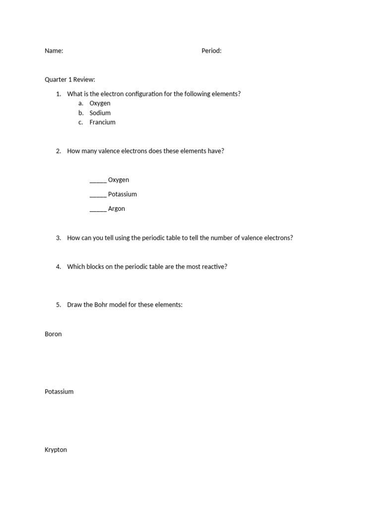 Quarter 1 Review Work | PDF